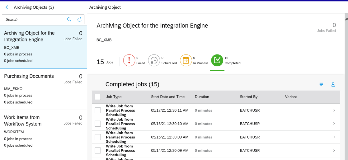 Fiori App For Monitoring Data Archiving Jobs