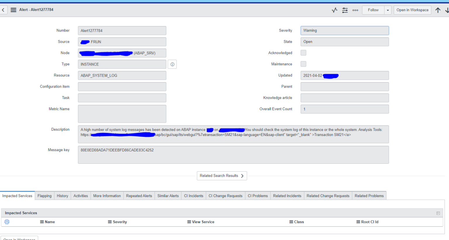 SAP Focused Run alert management outbound integration to ServiceNow ...
